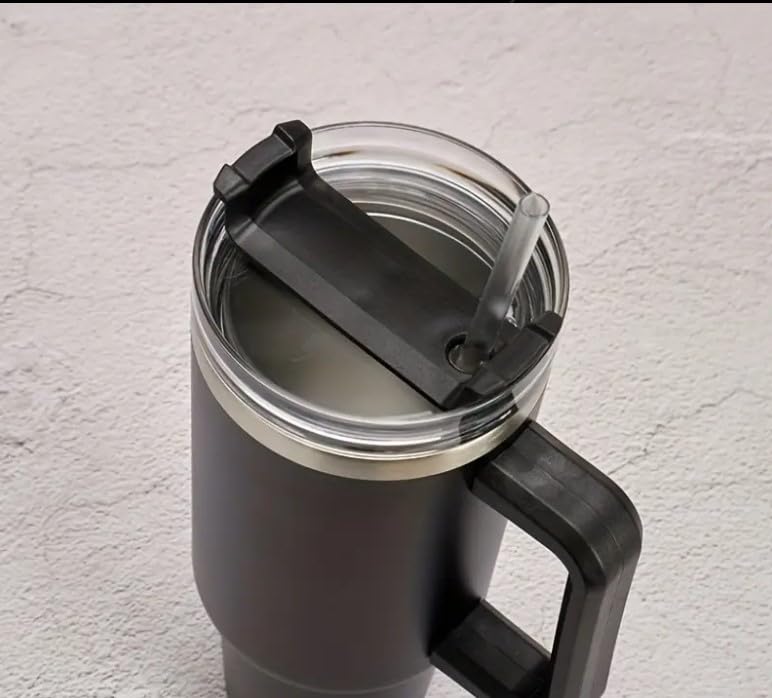 40 Oz Muggs Tumbler with Lid Handle Straw, 304 Stainless Steel Double-layer Vacuum Auto Cup Outdoor large Capacity Travel Mug Thermos Travel Coffee Mug for Home, Office (White)