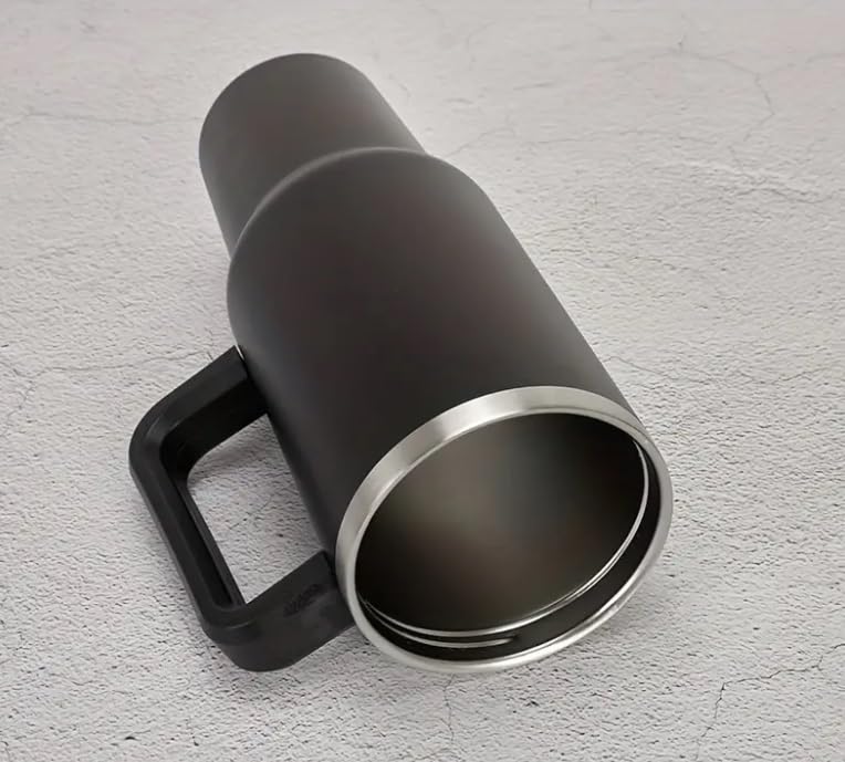 40 Oz Muggs Tumbler with Lid Handle Straw, 304 Stainless Steel Double-layer Vacuum Auto Cup Outdoor large Capacity Travel Mug Thermos Travel Coffee Mug for Home, Office (White)