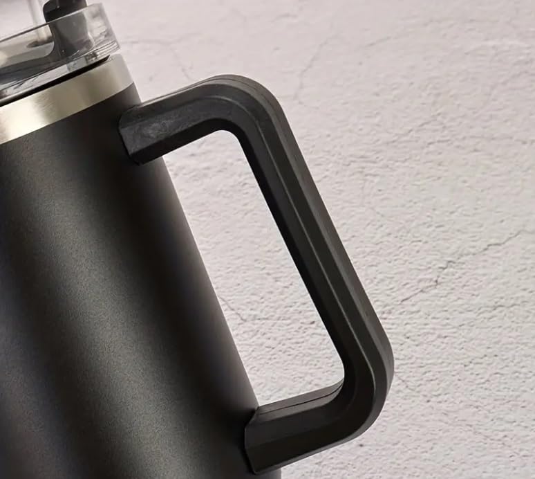 40 Oz Muggs Tumbler with Lid Handle Straw, 304 Stainless Steel Double-layer Vacuum Auto Cup Outdoor large Capacity Travel Mug Thermos Travel Coffee Mug for Home, Office (White)