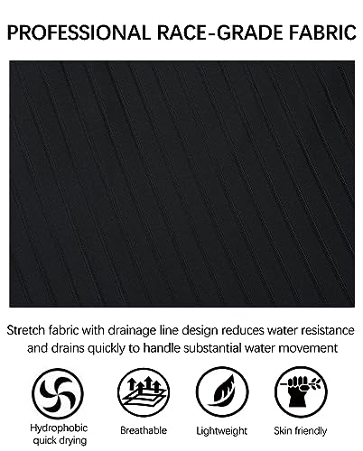 beautyin Women's One Piece Swimsuits Athletic Boyleg Bathing Suits Sports Swimwear Black/Blue