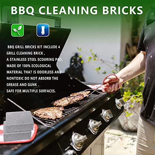 SPE HEALTH PRO Grill Stone Cleaning Block Grill Brick Cleaning Stone Grill Cleaning Brick Block BBQ Grill Cleaner Brick Pumice Stone Cleaning-4 Pack