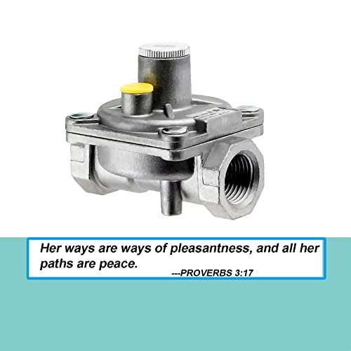 Guofulda 1/2'' Natural Gas Regulator, Inlet Pressure:1/2ββ PSIG, Outlet Pressure LPG 5" W.C, 1/2"-14NPT Grill Regulator for NG Gas Low Pressure Regulator with Gas Line Thread Tape