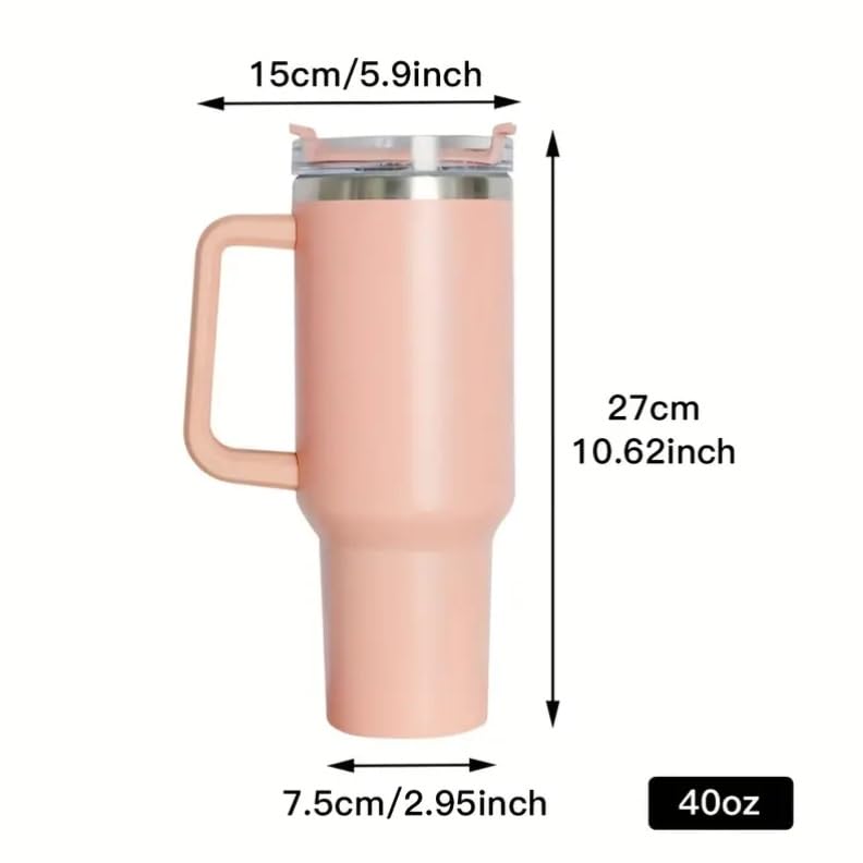 40 Oz Muggs Tumbler with Lid Handle Straw, 304 Stainless Steel Double-layer Vacuum Auto Cup Outdoor large Capacity Travel Mug Thermos Travel Coffee Mug for Home, Office (White)