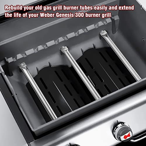 Coisien 62752 Grill Burner Tube Fits Weber Genesis 300 Series, 304 Stainless Steel Grill Replacement Parts for Genesis E310 E320 E330 S310 S320 S330 with Front Control, 19.5 Inch, Set of 3