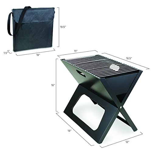 ONIVA - a Picnic Time brand X-Grill Portable Grill, Camping Grill, Small Charcoal Grill for Tailgating, (Black)