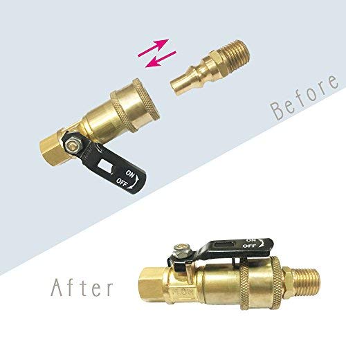 Nigo Industrial Co. Propane/Nature Gas 1/4" Quick Connect Kit, Shut-Off Valve & Full Flow Plug, 1/4" Quick Disconnect Kit (100% Solid Brass)