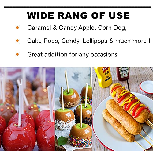 Gere Thick Candy Apple Sticks,120 Pack, 7 Inch 5mm,Caramel Apple Sticks, Bamboo Skewers for Corn Dog, Corn Cob, Kabob, Lollipop, Grill, Semi Point Food Caramel 120 pcs