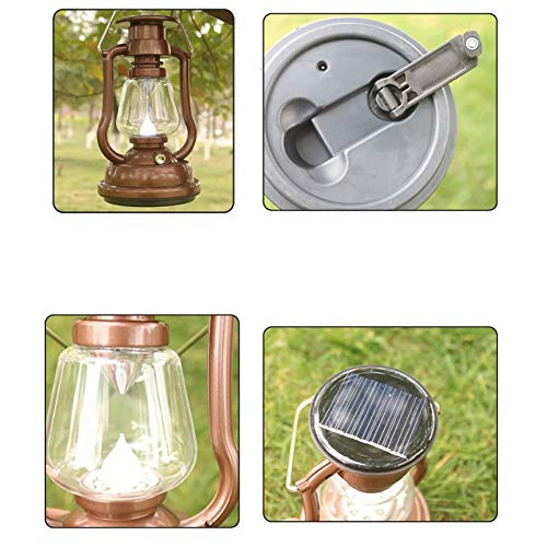 Outdoor Waterproof Solar Table Lamp Antique Solar Lantern Lights Hanging Lighting with 7 LED for Garden Camping Patio Outdoor Indoor (Red)