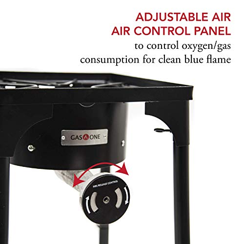 Gas One B-3600H Propane 200,000-BTU Single Outdoor Brewing Burner with Adjustable Height 0-20PSI High Pressure
