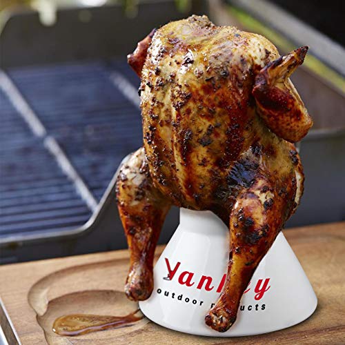 VANKEY Ceramic Chicken Roaster Non-Stick Beer Can Chicken Holder Turkey Stand Vertical Poultry Roast Chicken Accessories Fit for Kamado Joe and Big Green Egg,Primo,Vision,Roast Chicken Utensils(Large)