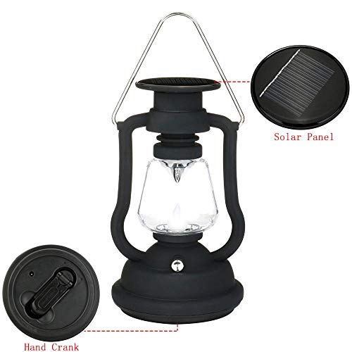 Outdoor Waterproof Solar Table Lamp Antique Solar Lantern Lights Hanging Lighting with 7 LED for Garden Camping Patio Outdoor Indoor (Red)