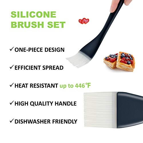 Silicone Basting Brush for Cooking, BBQ Pastry and Oil Brush, Turkey Baster, Barbecue Utensil for Grilling Marinating Desserts Baking, Heat Resistant Dishwasher Safe, Set of 2