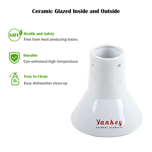 VANKEY Ceramic Chicken Roaster Non-Stick Beer Can Chicken Holder Turkey Stand Vertical Poultry Roast Chicken Accessories Fit for Kamado Joe and Big Green Egg,Primo,Vision,Roast Chicken Utensils(Large)
