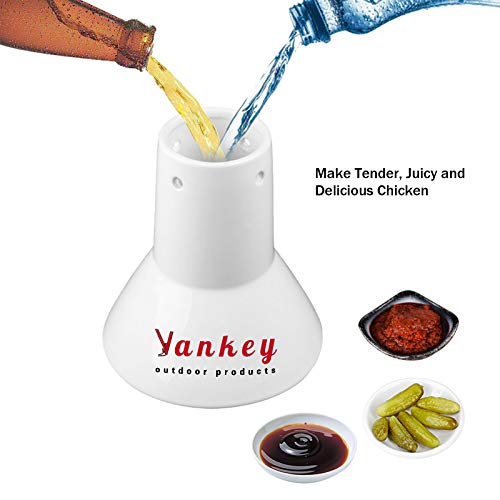 VANKEY Ceramic Chicken Roaster Non-Stick Beer Can Chicken Holder Turkey Stand Vertical Poultry Roast Chicken Accessories Fit for Kamado Joe and Big Green Egg,Primo,Vision,Roast Chicken Utensils(Large)