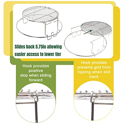 KAMaster 3 Tier 5 Piece EGGspander Replacement Kit for Large Big Green Egg,Stainless Steel Grill Stack Rack with Removable Cooking System,BBQ Grill Basket Grill Expander Rack Ultimate Set Fit L BGE