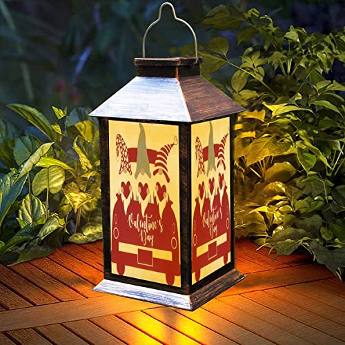 Hanging Solar Lantern Valentines Day Valentines Red Vintage Truck Truck Heart Truck Gnome LED Solar Portable Lamp Outdoor Holiday Decorative Waterproof Tabletop Lamp for Patio Garden Yard, 1pack