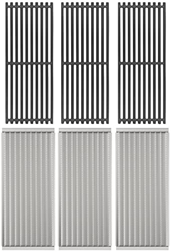 Cast Iron Grill Grates and Emitter Plates for Char-Broil Tru-Infrared 461210010, 463224611, 463241313, 463261709, 463262210, 466270610, 466270611, Original Part Number G526-0007-W1, G515-4700-W1