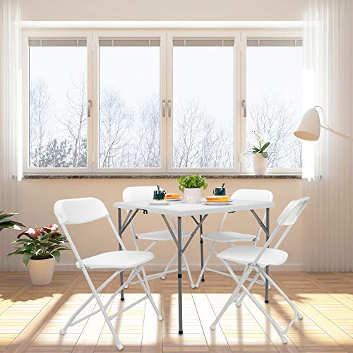 VINGLI 20 Pack White Plastic Folding Chair, Indoor Outdoor Portable Stackable Commercial Seat with Steel Frame 350lb. Capacity for Events Office Wedding Party Picnic Kitchen Dining