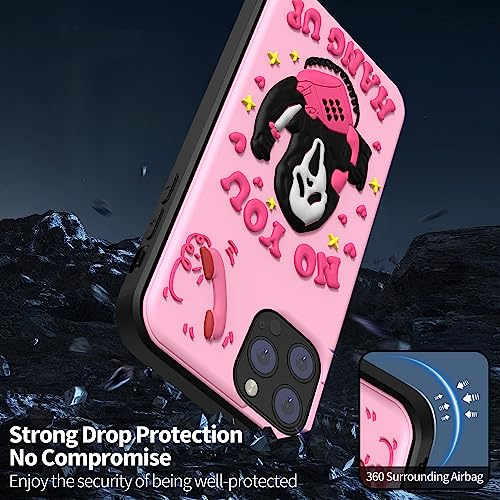 TOLUOHU Compatible with iPhone 13 Pro Max Phone Case Cute Cartoon Skull Skeleton Design for Women Girls Teens, 3D Cases Soft Silicone Fashion Cool Protective Case for iPhone 13 Pro Max 6.7" - Pink