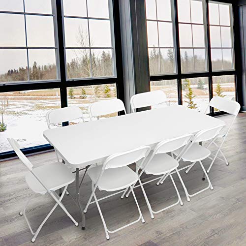 VINGLI 20 Pack White Plastic Folding Chair, Indoor Outdoor Portable Stackable Commercial Seat with Steel Frame 350lb. Capacity for Events Office Wedding Party Picnic Kitchen Dining
