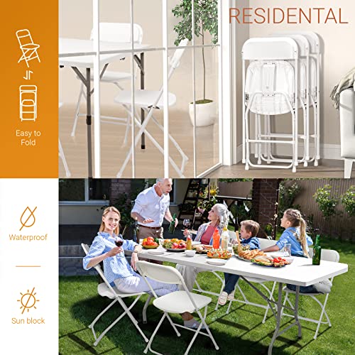 VINGLI 20 Pack White Plastic Folding Chair, Indoor Outdoor Portable Stackable Commercial Seat with Steel Frame 350lb. Capacity for Events Office Wedding Party Picnic Kitchen Dining