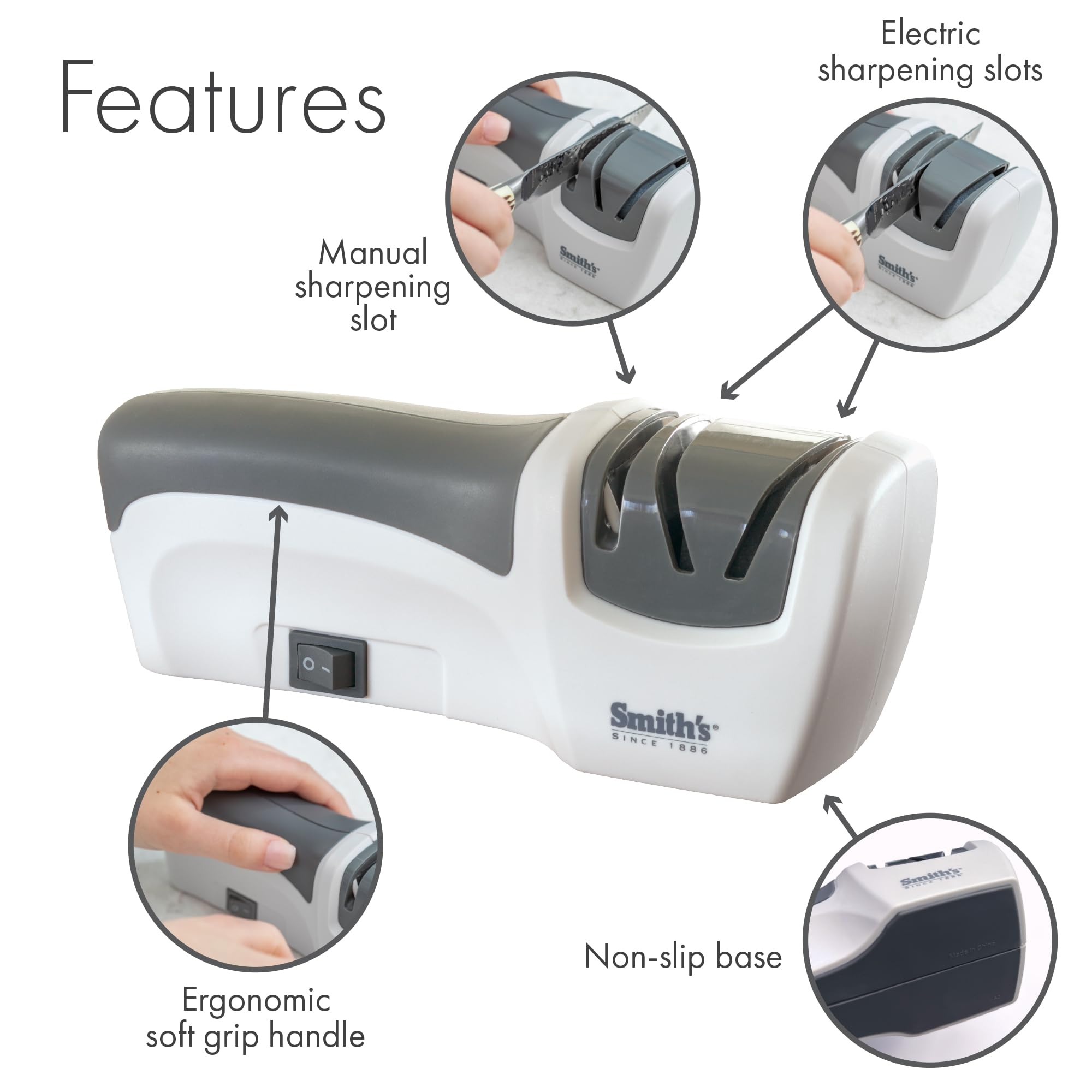 Smith's 50097 Essentials Compact Electric Knife Sharpener White