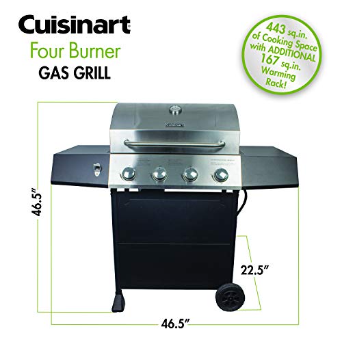 Cuisinart CGG-7400 Propane, 54 Inch, Full Size Four-Burner Gas Grill & CGC-60B Heavy-Duty Barbecue Grill Cover, 60", Black, Cover-60