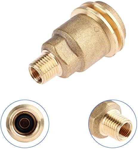 Male 5042 QCC1 Nut Propane Gas Fitting Hose Adapter with 1/4 Inch Male Pipe Thread, Propane Quick Connect Hose Adapters Fittings, Solid Brass Outdoor Cooking Propane Adapter