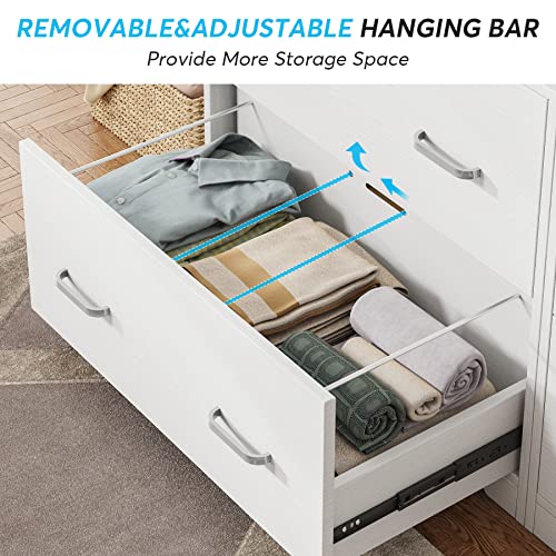 LITTLE TREE Lateral File Cabinet with 2 Drawers, 31.5 Inches Large Filing Cabinet for Hanging Letter/Legal/F4/A4 Size Files with Lock, Home Office, White