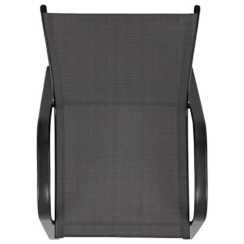 Flash Furniture 5 Pack Brazos Series Black Outdoor Stack Chair with Flex Comfort Material and Metal Frame