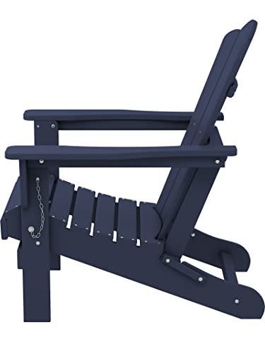 KINGYES Folding Adirondack Chair, HDPE All-Weather Adirondack Chair, Navy