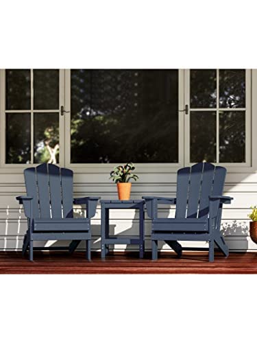 KINGYES Folding Adirondack Chair, HDPE All-Weather Adirondack Chair, Navy