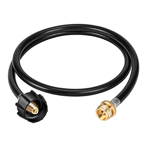 Suppmen Propane Hose, 4FT Propane Adapter 1lb to 20lb, Propane Adapter Hose, Propane Tank Adapter for Buddy Heater, Gas Grill, Camping Stove to a Refillable Bulk Propane Cylinder.