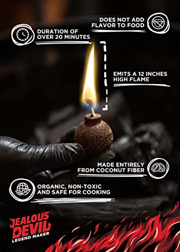 Jealous Devil Boom! Firestarters 8 Pack, 100% Natural Made from Coconut Fiber, No Smoke and Odorless, Waterproof, 20-Minute Long Burn for BBQ Lump Charcoal, Briquettes, Fireplace, Camping and More