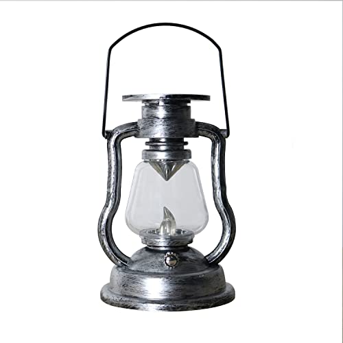 Solar Vintage Lantern, Led Vintage Camping Lantern Decorative, Flickering Flame Lantern Hanging Lamp for Patio Yard Cabin Door Front Decorate
