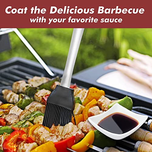 CTCCORC 18 Inch Grill Tool Sets, 4PCS BBQ Barbecue Tool Sets with Durable Spatula, Fork, Tongs, Basting Brush, Heavy Duty Stainless Steel Outdoor Cooking Tools Camping Grilling Tools Accessories