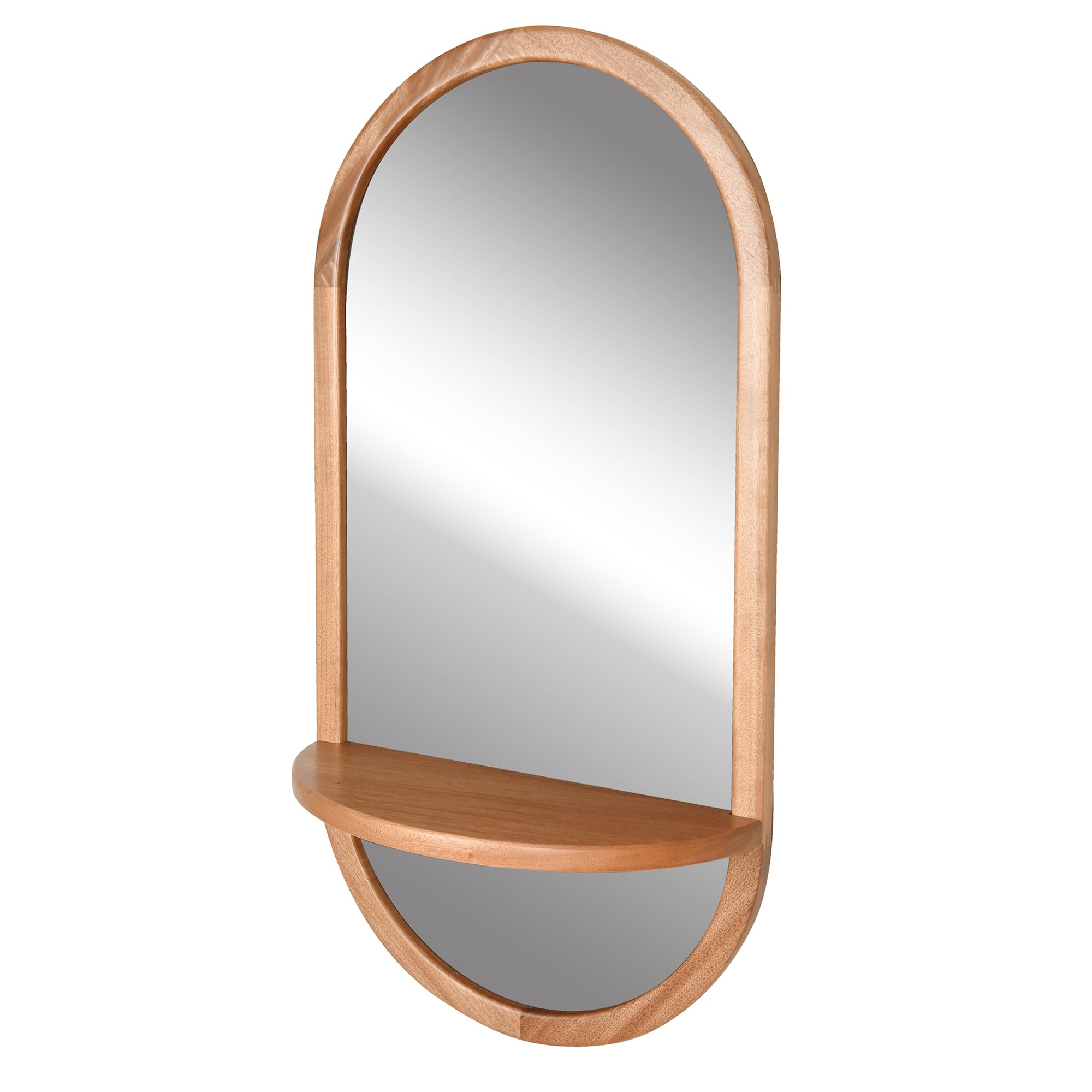Tanmicoshomy Oval Bathroom Mirror with Removable Shelf, Wood Framed18x36 Inch Mirror for Bedroom Living Room or Entryway