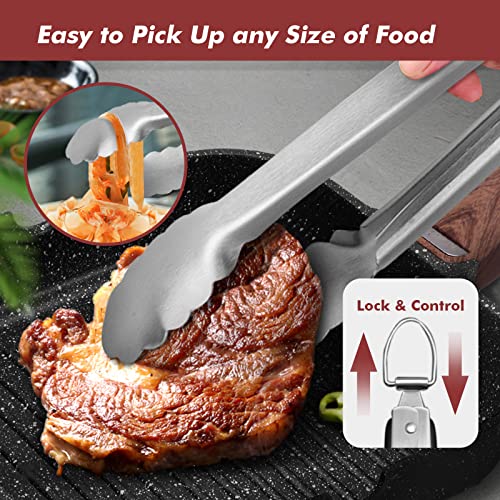 CTCCORC 18 Inch Grill Tool Sets, 4PCS BBQ Barbecue Tool Sets with Durable Spatula, Fork, Tongs, Basting Brush, Heavy Duty Stainless Steel Outdoor Cooking Tools Camping Grilling Tools Accessories