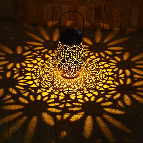 Shengming Daisy Design Super Big & Bright Lantern Hanging Garden Outdoor Solar Lights Metal Waterproof LED Table Lamp Decorative (Oval Shape) l