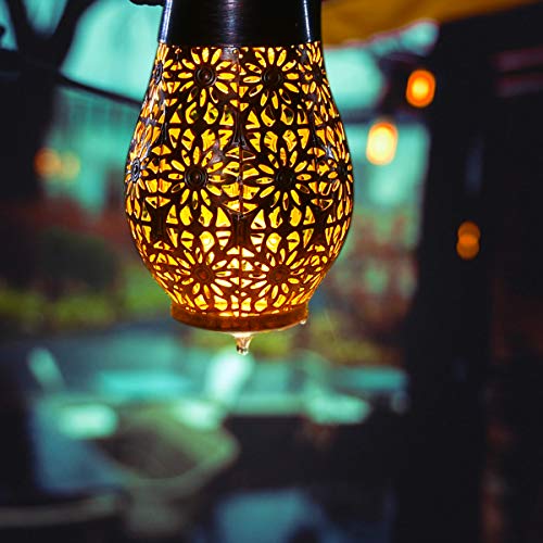 Shengming Daisy Design Super Big & Bright Lantern Hanging Garden Outdoor Solar Lights Metal Waterproof LED Table Lamp Decorative (Oval Shape) l