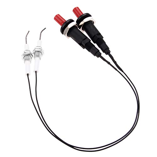 2 Sets Piezo Spark Ignition, Propane Push Button Piezo Igniter with Threaded Ceramic Electrode Ignition Plug Wire 30 CM, Type of 1 Out 1, Fit for Gas Fireplace & Oven & Heater & Kitchen lgniter
