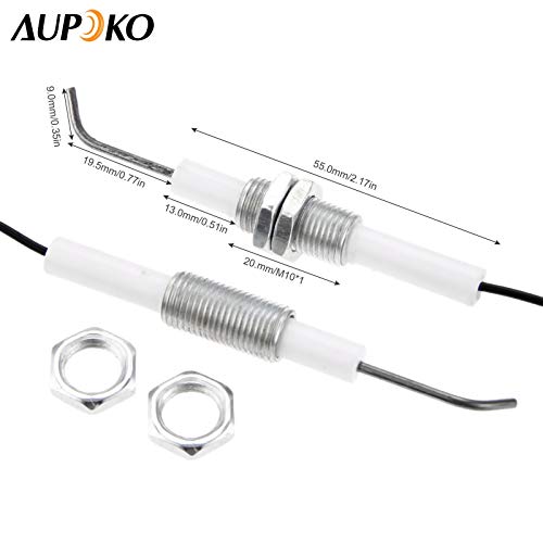 2 Sets Piezo Spark Ignition, Propane Push Button Piezo Igniter with Threaded Ceramic Electrode Ignition Plug Wire 30 CM, Type of 1 Out 1, Fit for Gas Fireplace & Oven & Heater & Kitchen lgniter