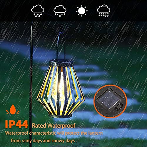 Solar Lights Lantern Outdoor,Metal Waterproof Edison Bulb Lights,Hanging Table Top Decorative Warm White Light for Garden Patio Courtyard Lawn and Fence (1 Pack)