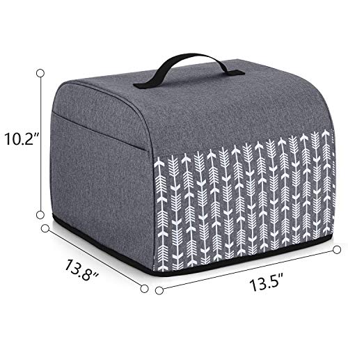 Yarwo Dust Cover with Pockets Compatible with Ninja Foodi Grill, Heavy Duty Nylon Cover with Wipe Clean Liner, Gray with Arrow