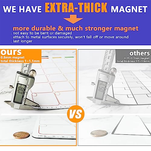 MAG-FANCY Magnetic Calendar for Refrigerator Set Weekly Dry Erase Fridge Taskmaster Calendar Whiteboard Meal Planner - with Extra-Thick Magnet Fine Tip Marker & Holes for Wall Hanging