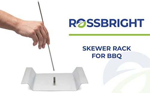 Rossbright Skewer Hack for BBQ - 3 Stick Sizes - Stainless Steel Stand for Upright, Vertical Grilling - Ideal Holder for Brazilian Meats, Gaucho Style, Chicken, Steak - Complete with Basting Brush