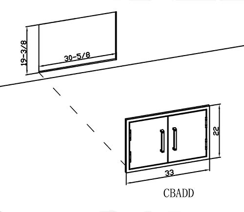 Bonfire Outdoor Kitchen Double Access Door,33x22 Inch,304 Stainless Steel BBQ Grill Doors ,CBADD,Silver