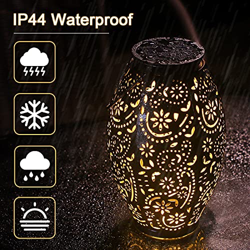 ANTING Solar Lantern Lights Outdoor Hanging Garden Solar Lanterns with Handle LED Light Waterproof Solar Powered Retro Metal Lanterns Decorative for Table Patio Yard Pathway Courtyard Porch