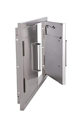 Bonfire Outdoor Kitchen Double Access Door,33x22 Inch,304 Stainless Steel BBQ Grill Doors ,CBADD,Silver