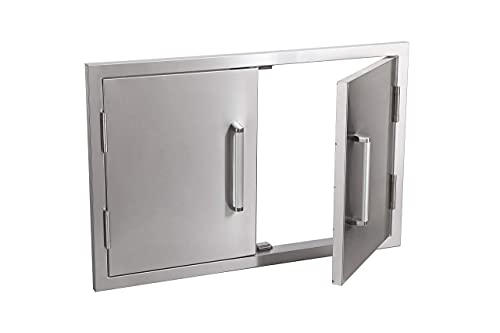 Bonfire Outdoor Kitchen Double Access Door,33x22 Inch,304 Stainless Steel BBQ Grill Doors ,CBADD,Silver